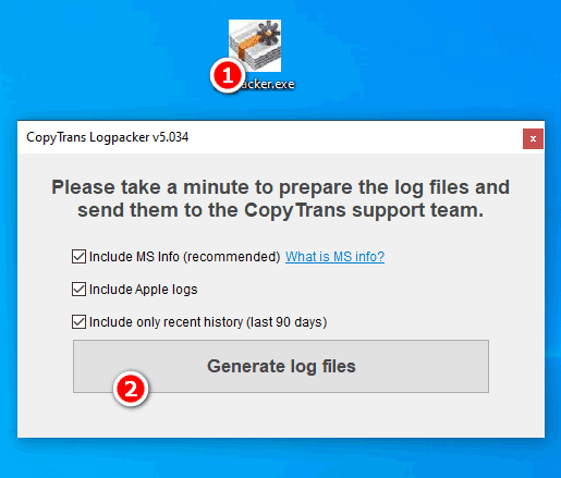 Recuperar los logs (archivos de registro) - CopyTrans
